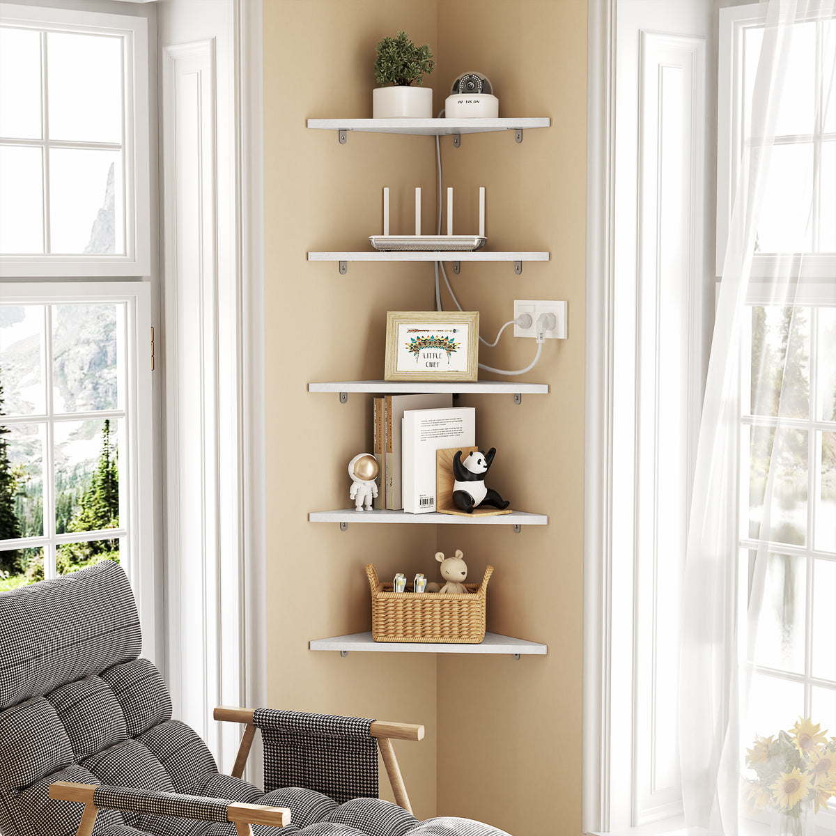 Corner Shelf Wall Mounted Love-Kankei Corner Shelf Wall Mount Of 3 Tier ...