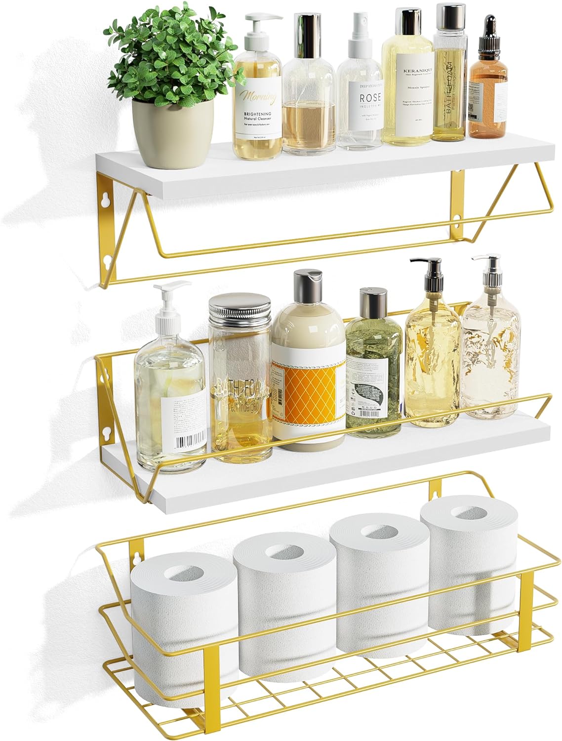 Love-KANKEI Floating Shelves Wall Mounted, Bathroom Shelves Over Toile